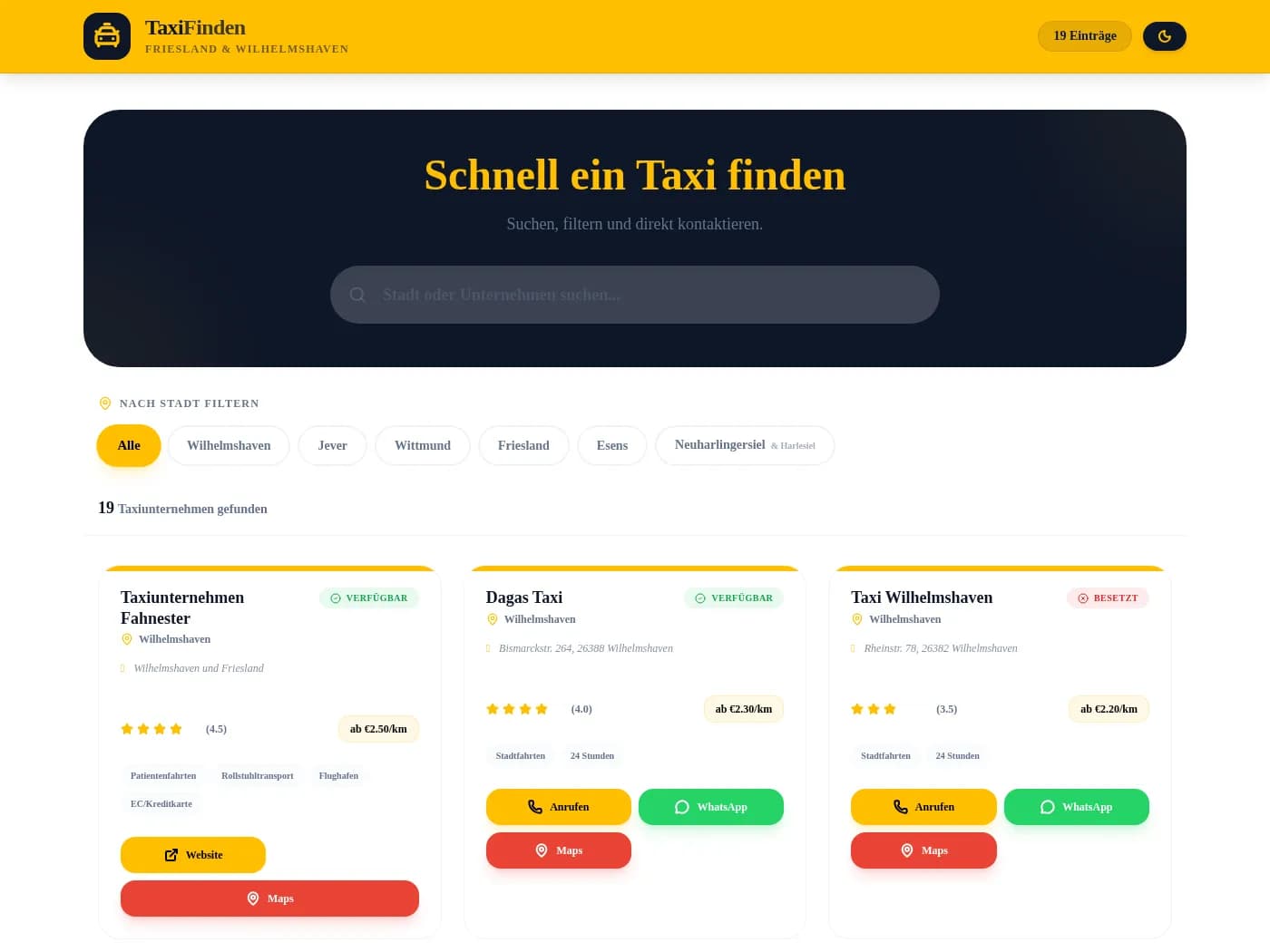 TaxiFinden Web & App