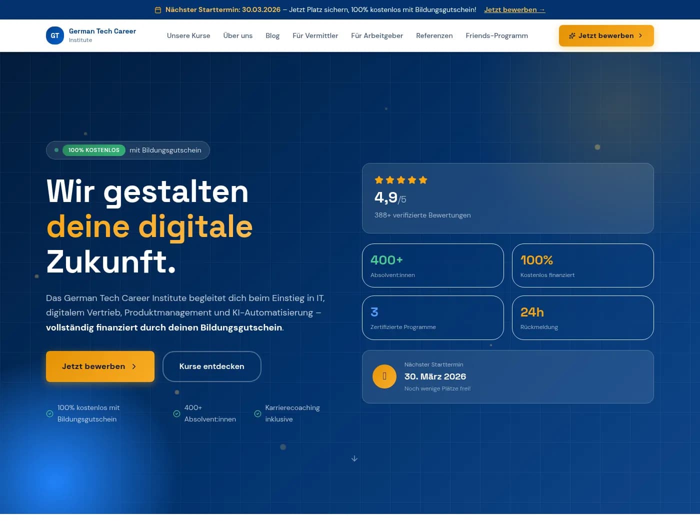 German Tech Career Inst. Landing
