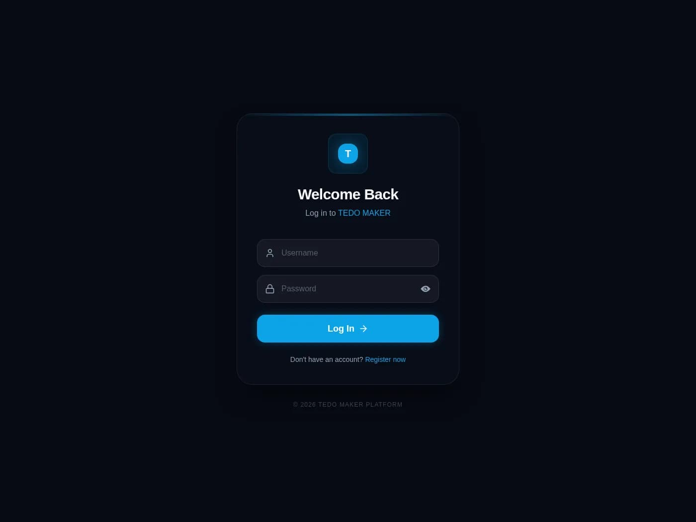 TEDO Maker Login Redesign