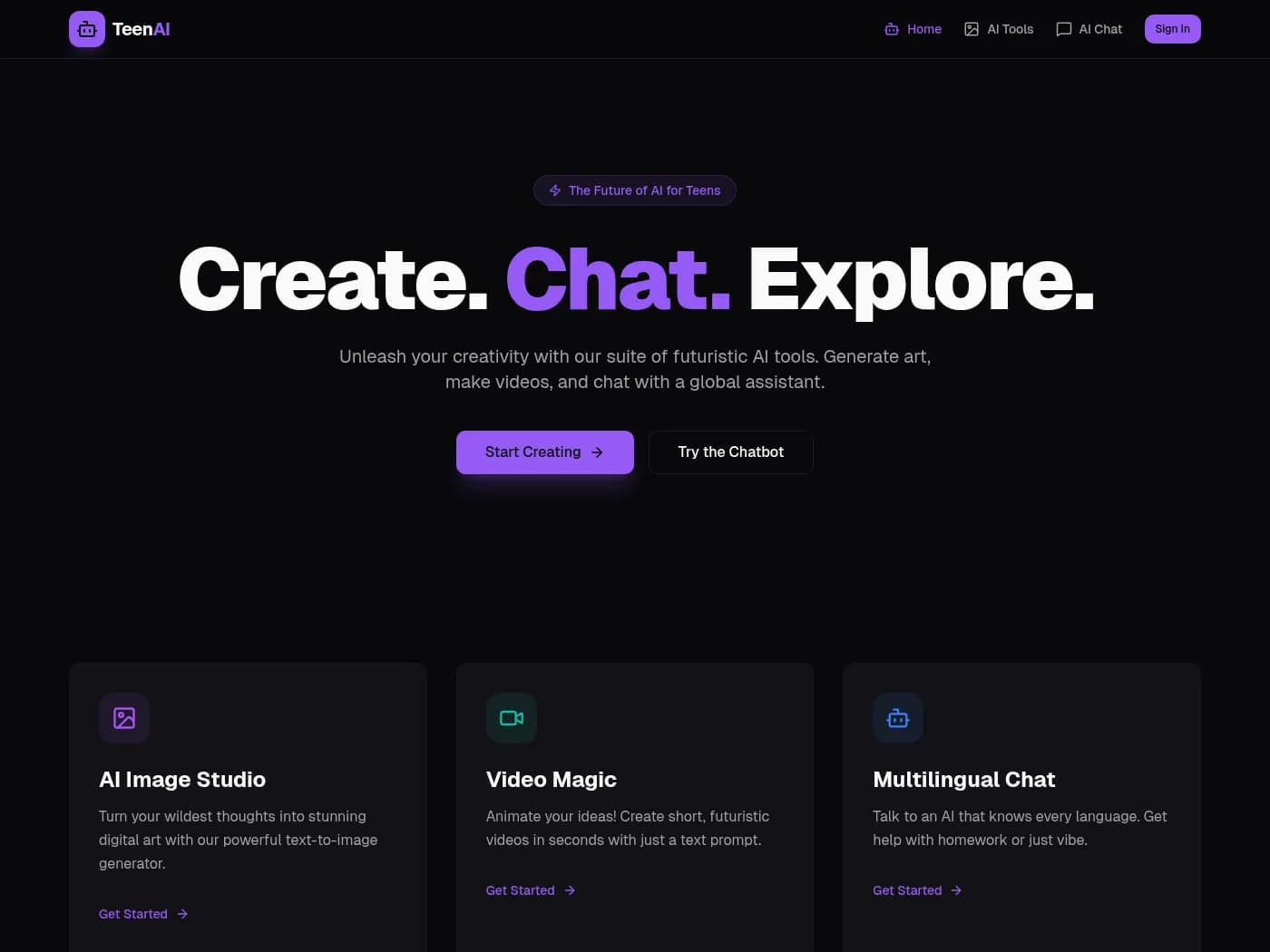 TeenAI Web Hub