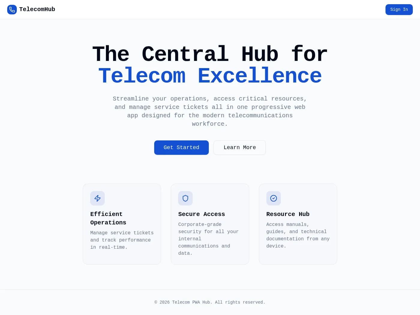 Telecom PWA Hub