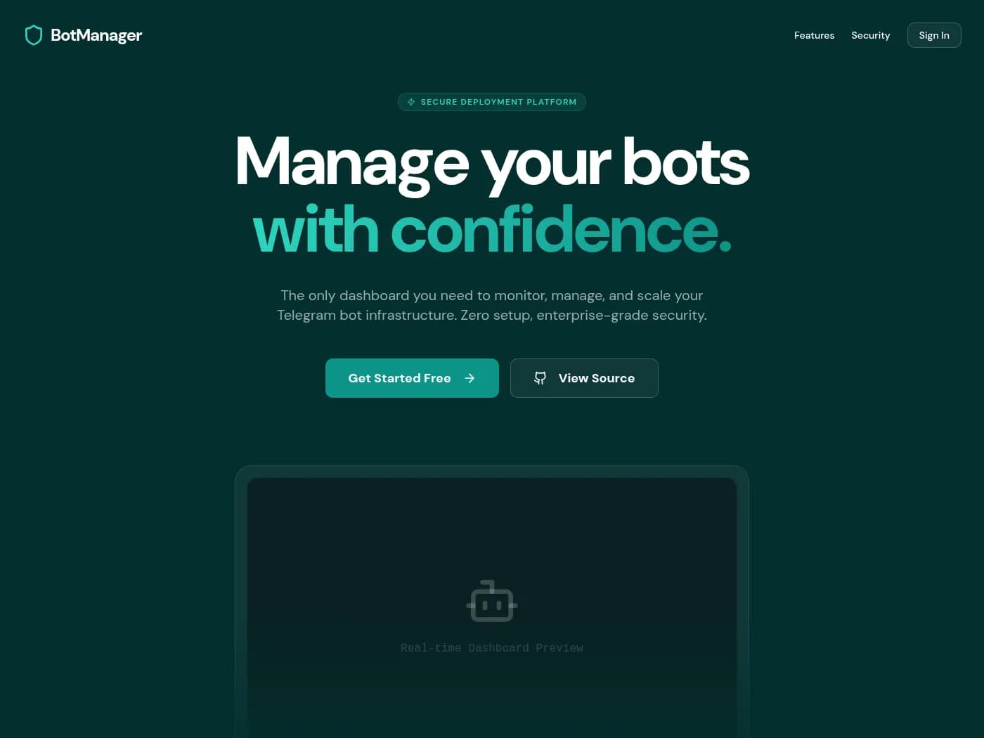 Secure Telegram Bot Manager