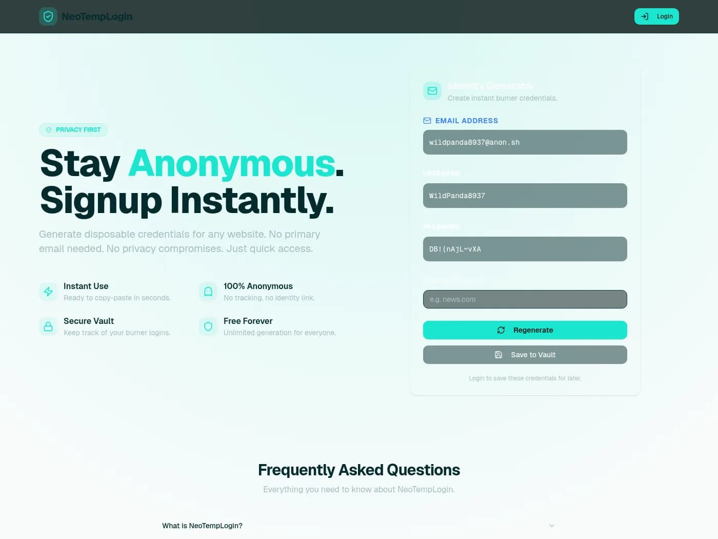 TempLogin Web