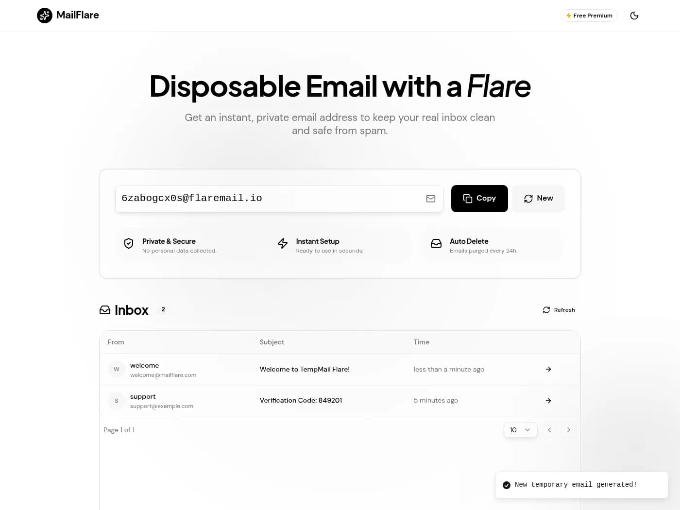 TempMail Flare