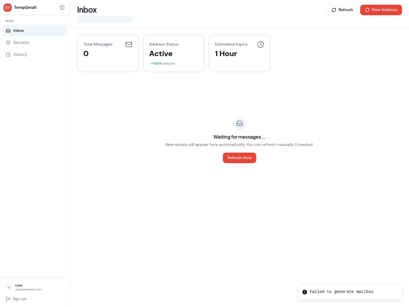 TempGmail Inbox