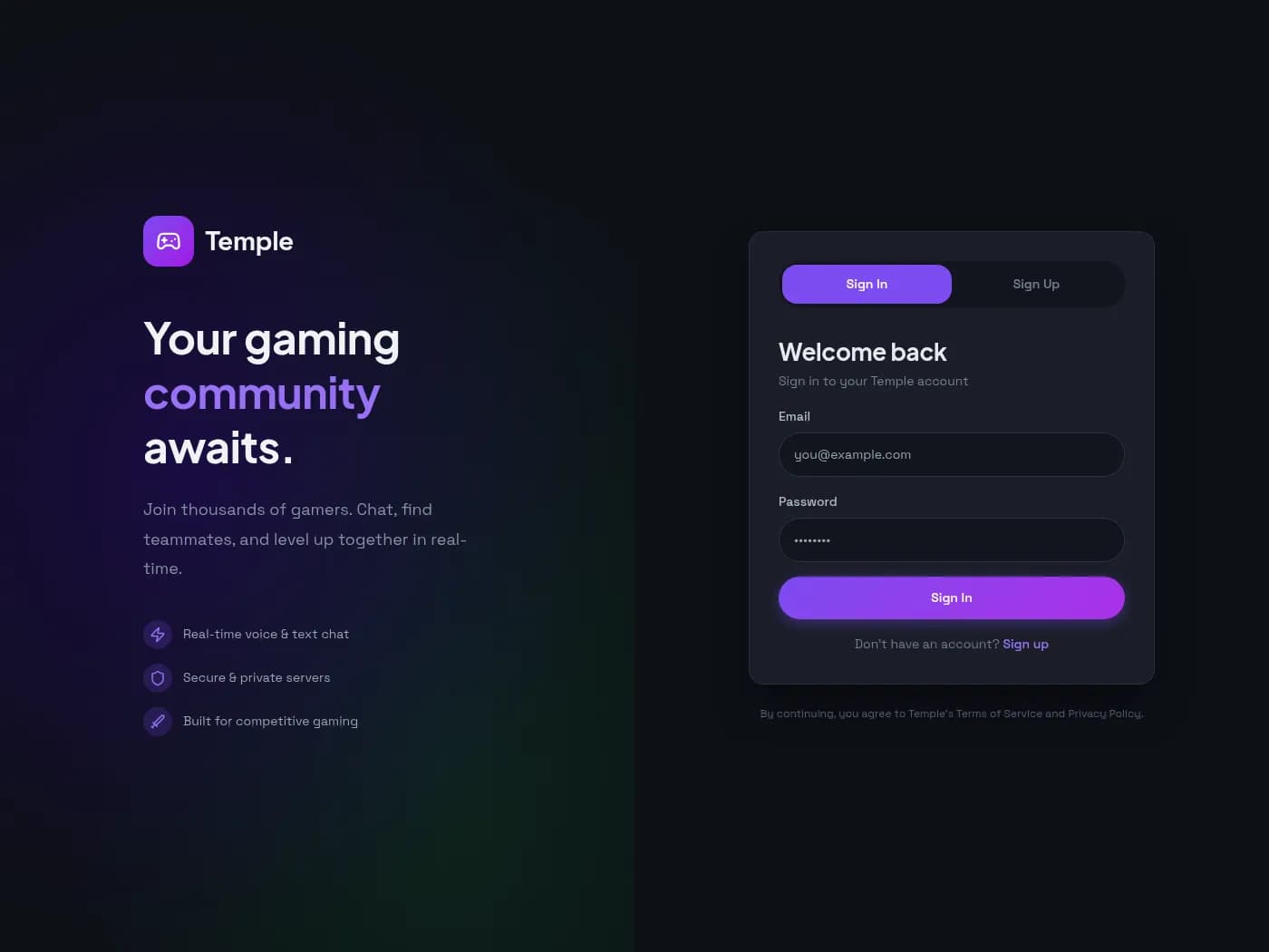 Temple Gaming Chat