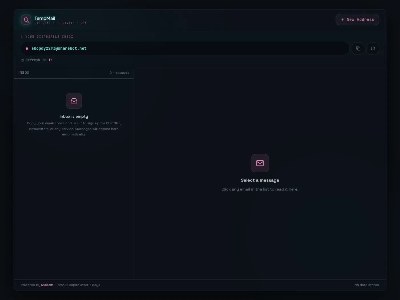 TempMail Web Portal