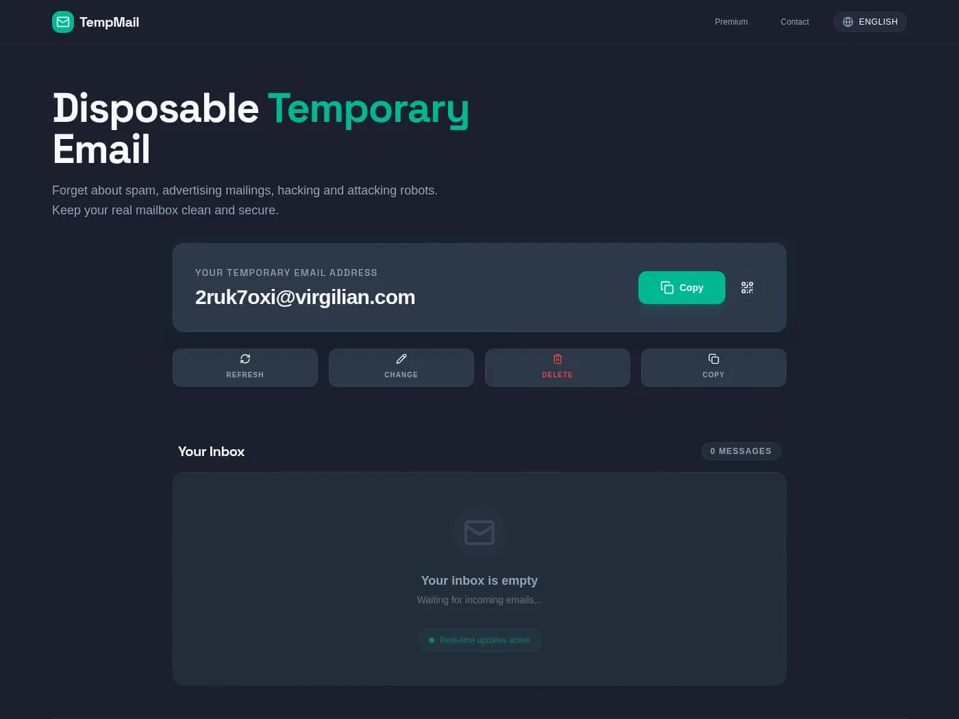 TempMail Web Clone