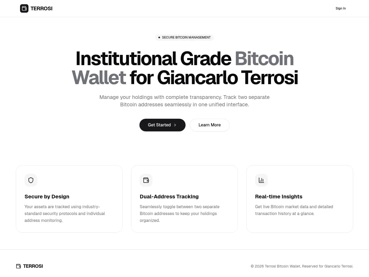 Terrosi Bitcoin Wallet