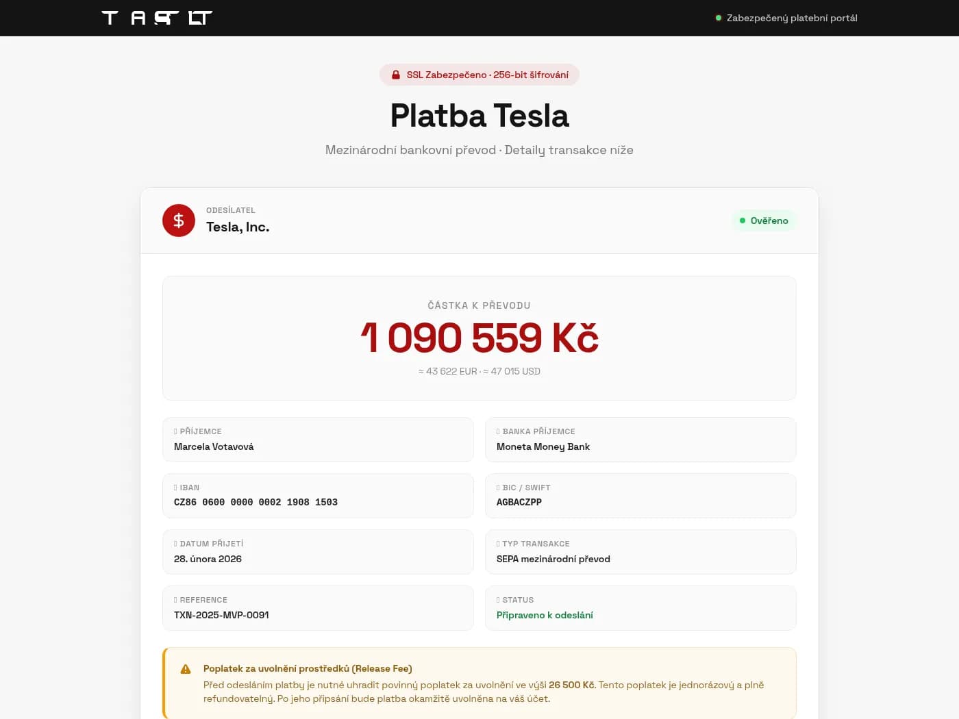 Tesla Payment Showcase