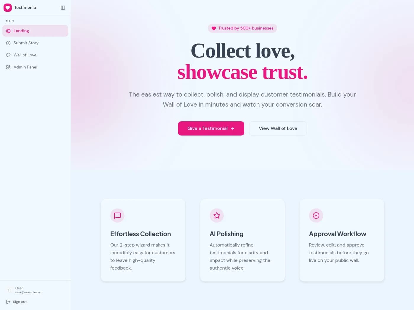 Testimonial AI Wall