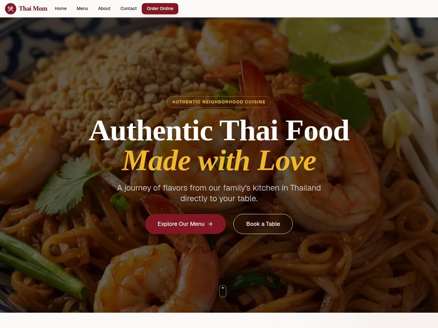 Thai Mom Restaurant Website