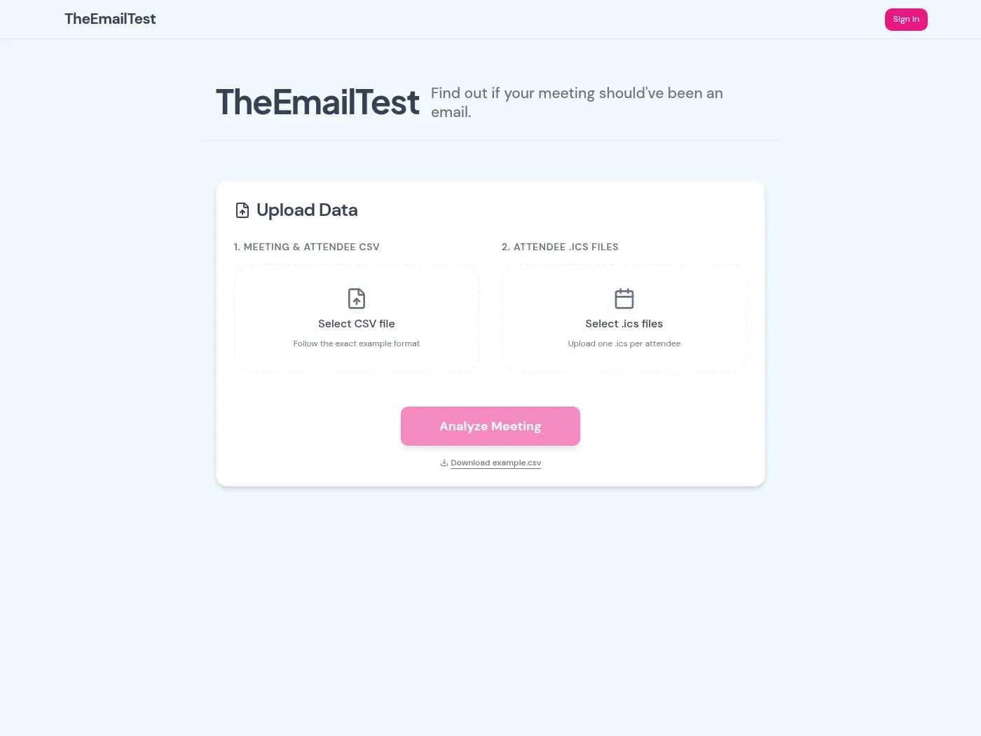 TheEmailTest Meeting ROI Analyzer