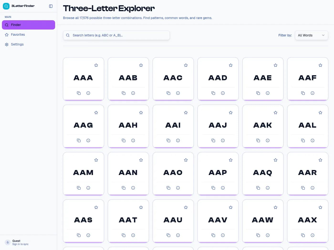 ThreeLetter Finder