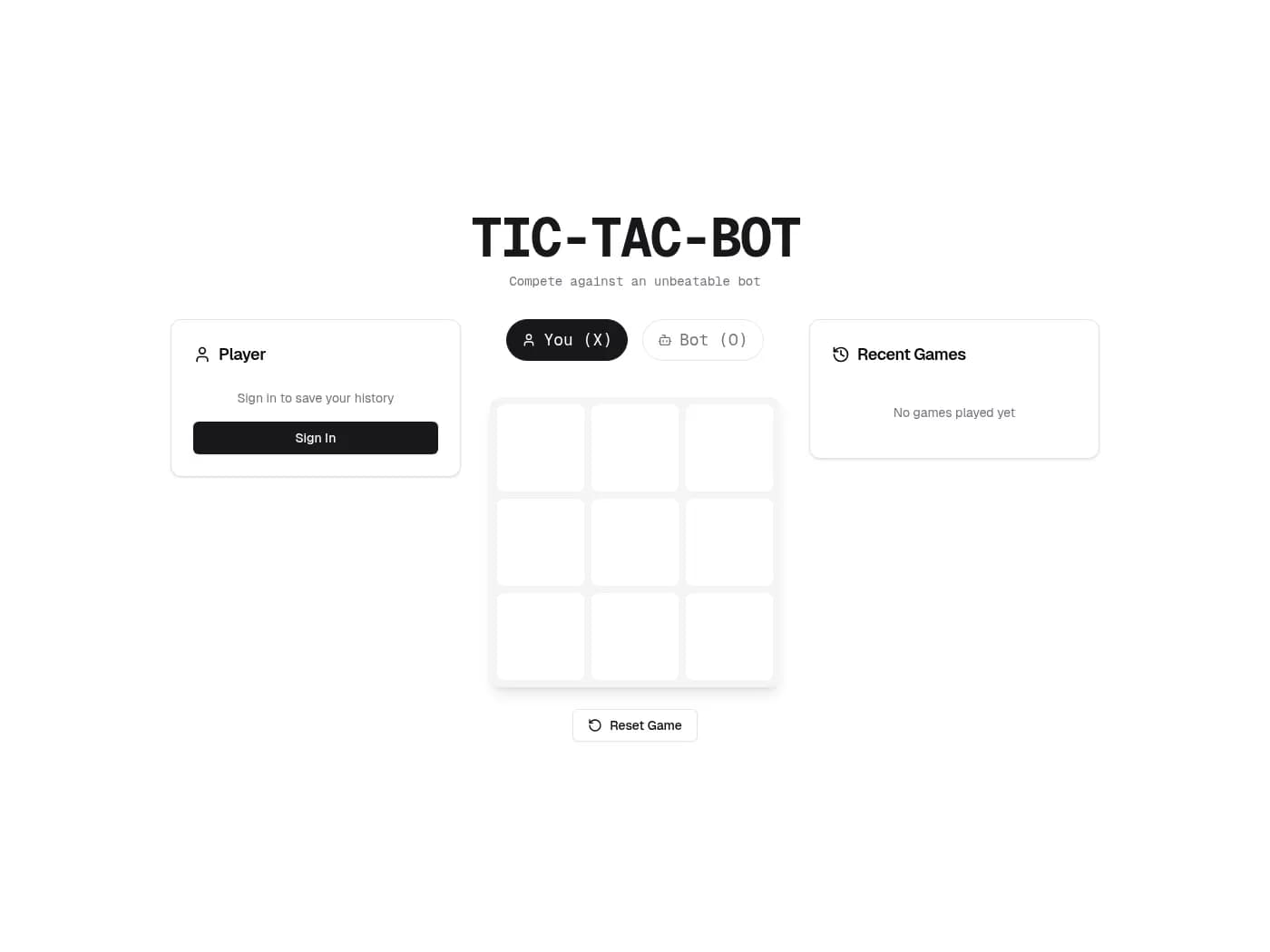 TicTacBot Playground