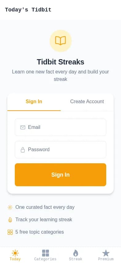 Tidbit Streaks App