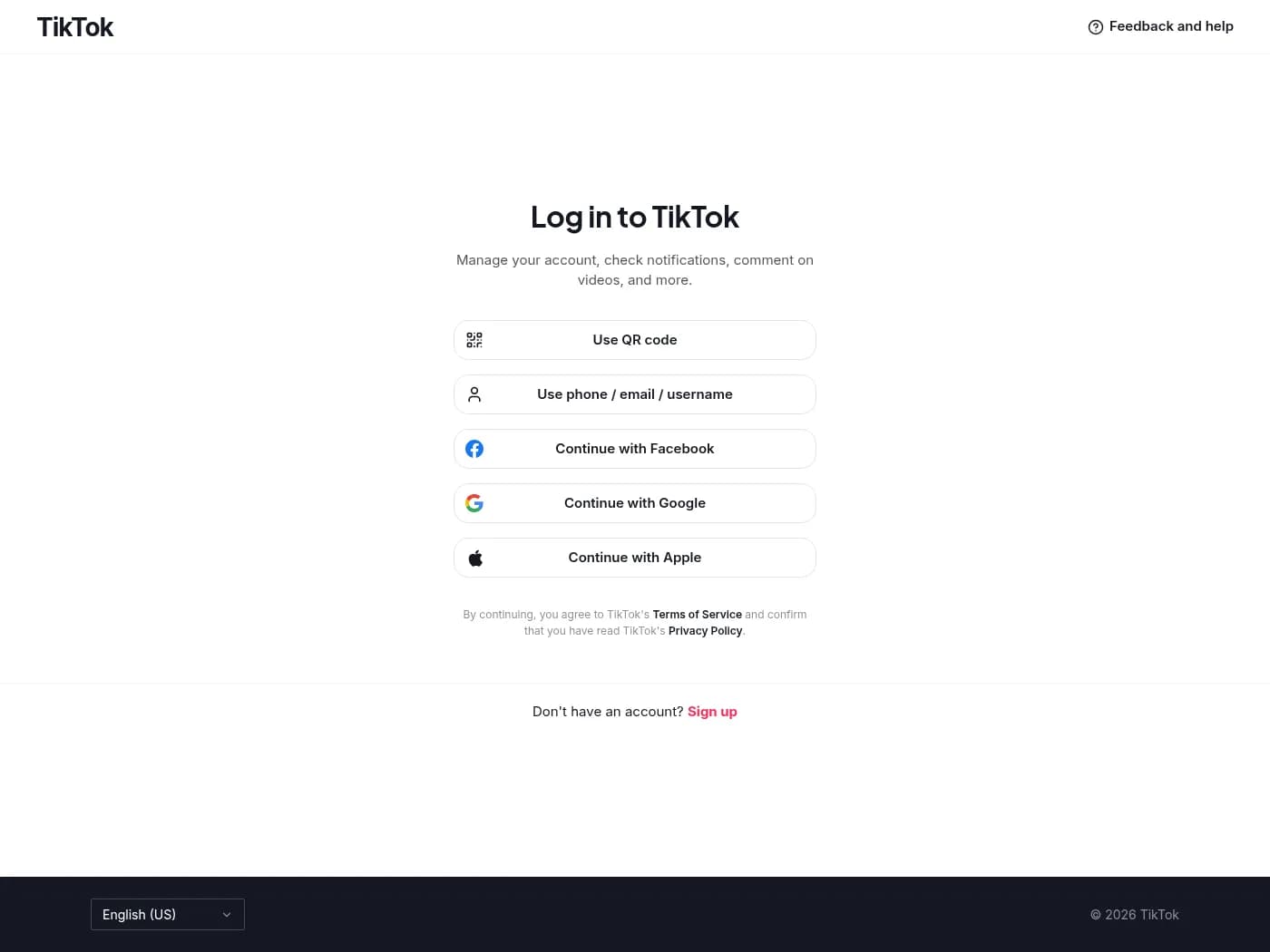 TikTok Login Clone