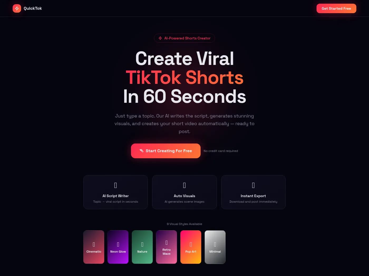 QuickTok Shorts Creator