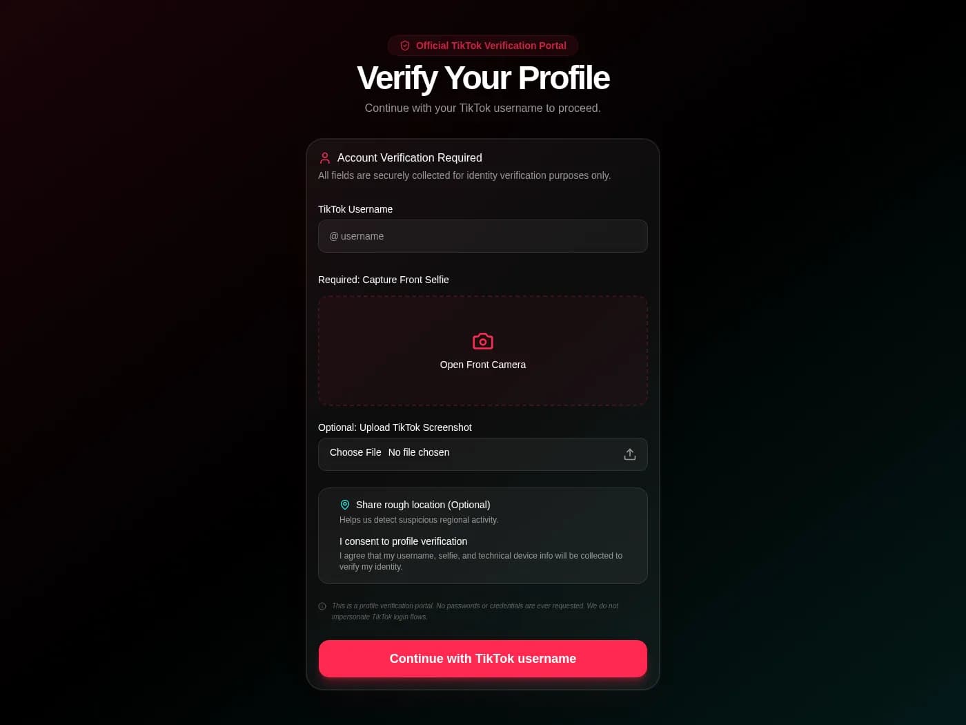 TikTok Verify Portal