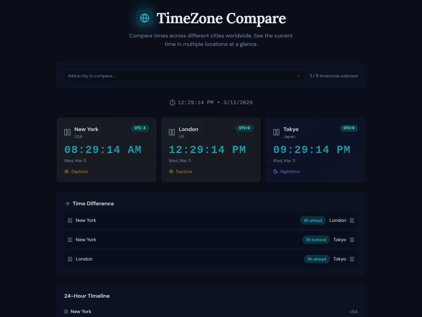 TimeZone Compare App