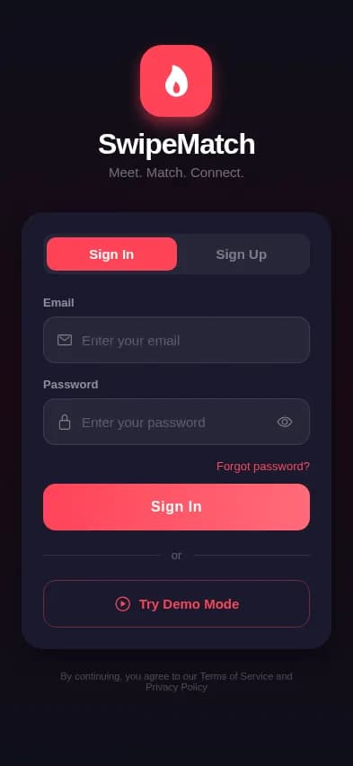 SwipeMatch Dating App