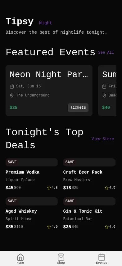 Tipsy Mobile Marketplace