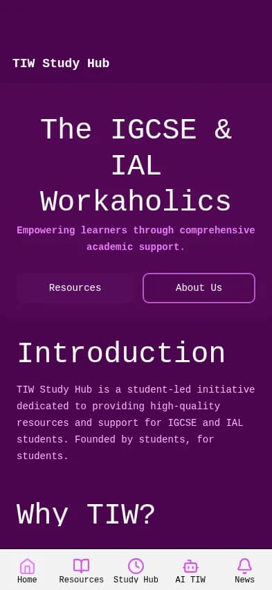 TIW Study Hub Platform