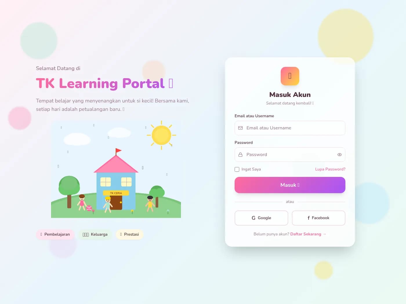 Kindergarten Portal UI