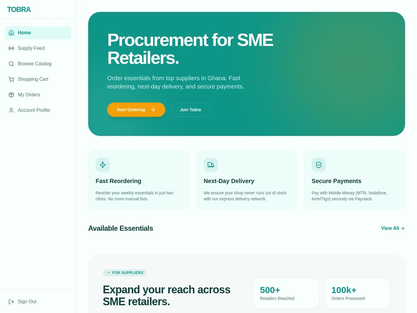 Tobra B2B Procurement PWA