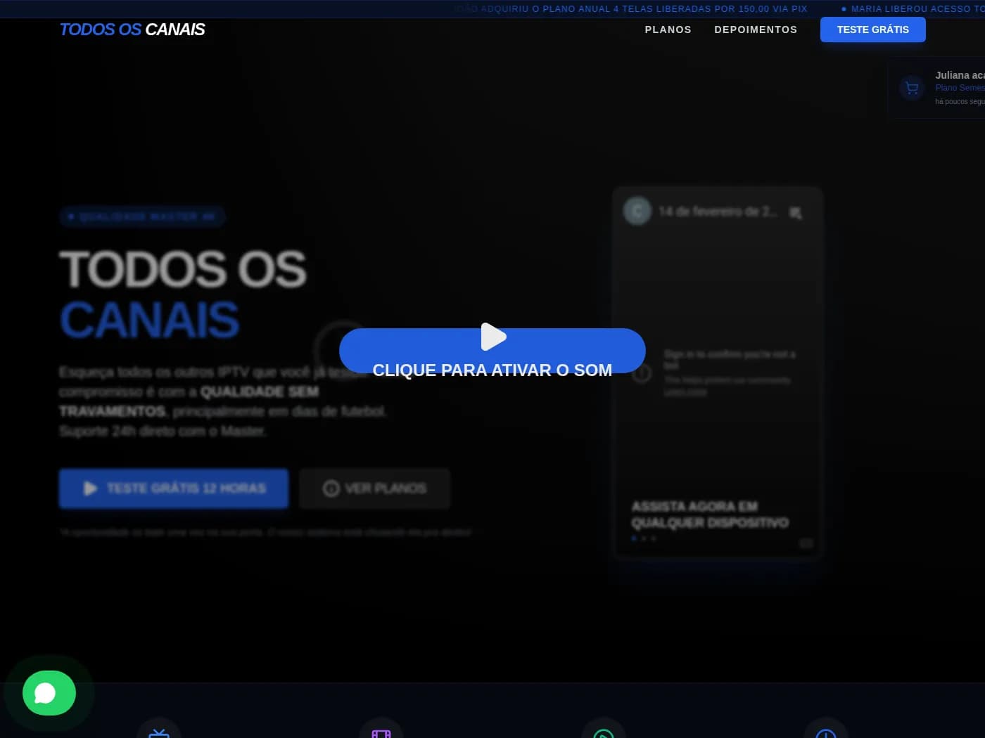 Todos os Canais Landing