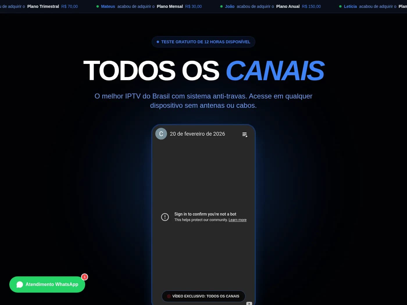 Todos os Canais Landing