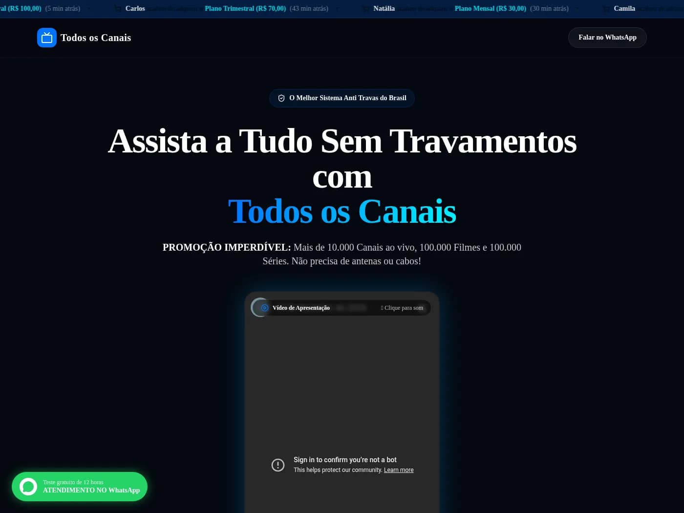 Todos os Canais Landing