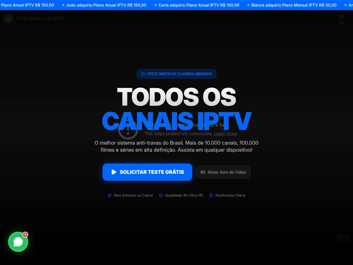 Todos os Canais Landing Page