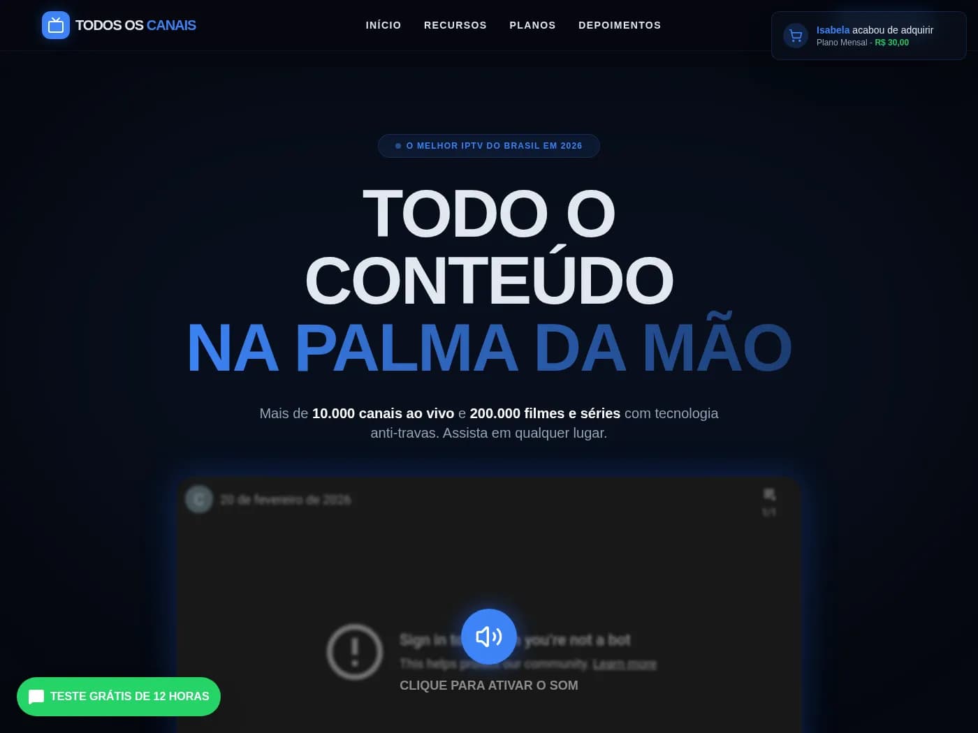 Todos os Canais Landing