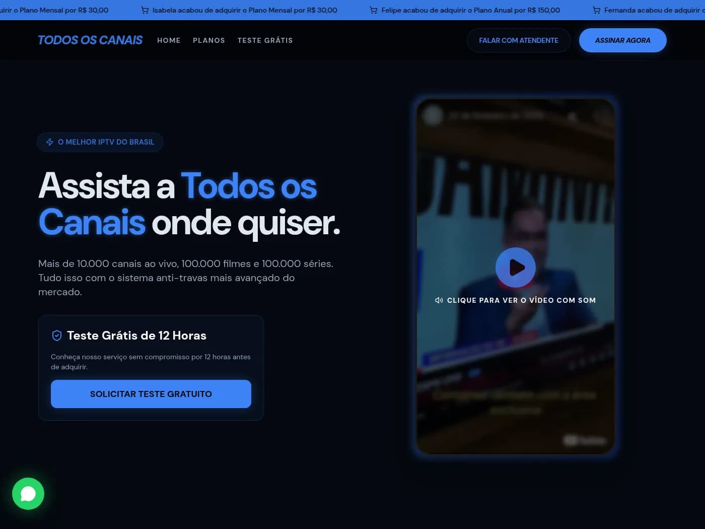 Todos os Canais Landing