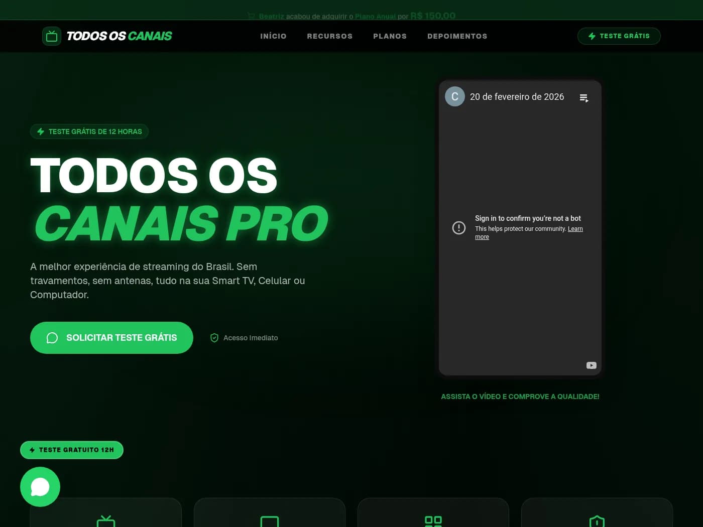 Todos os Canais Pro Landing