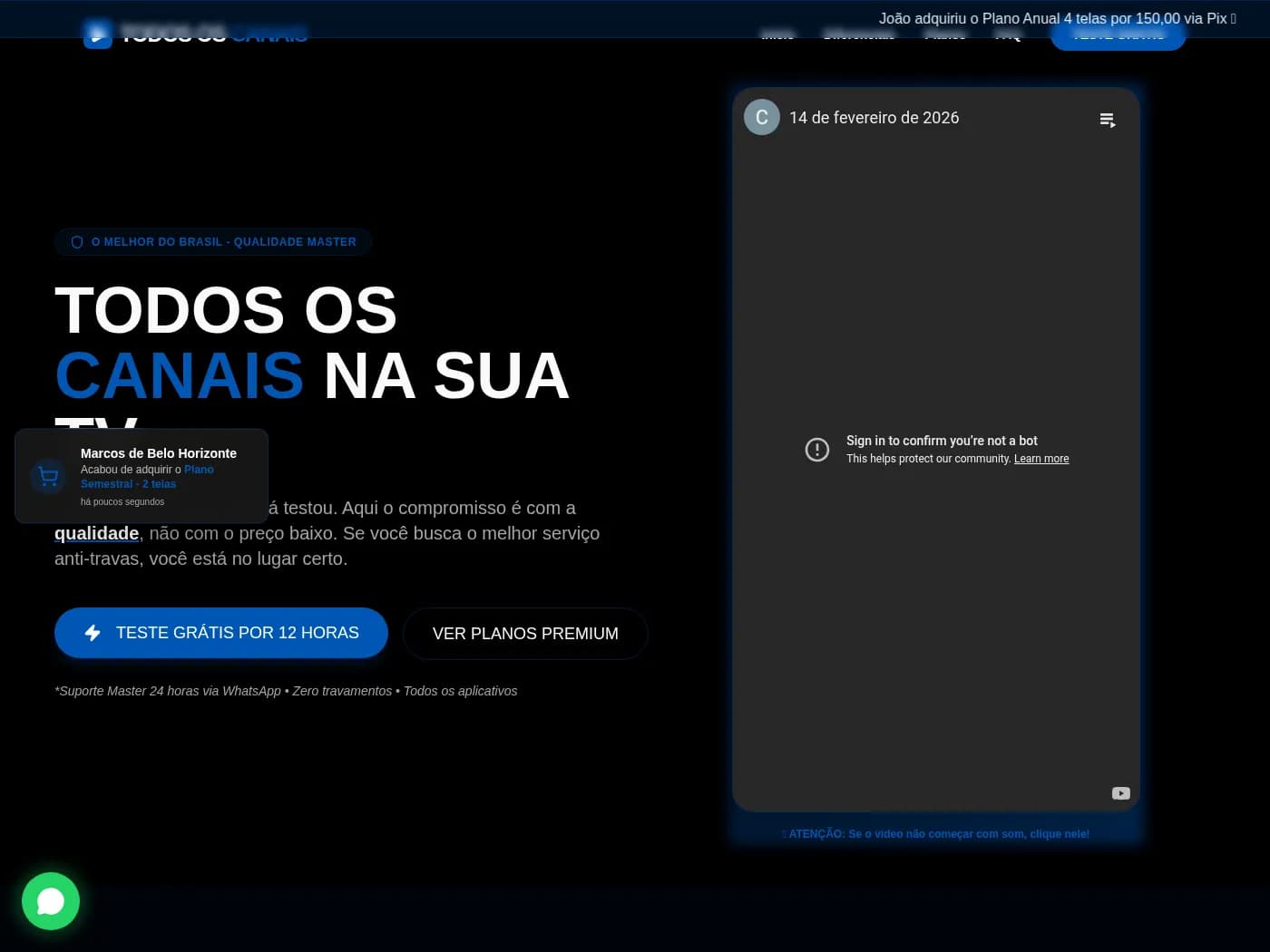 Todos os Canais Landing