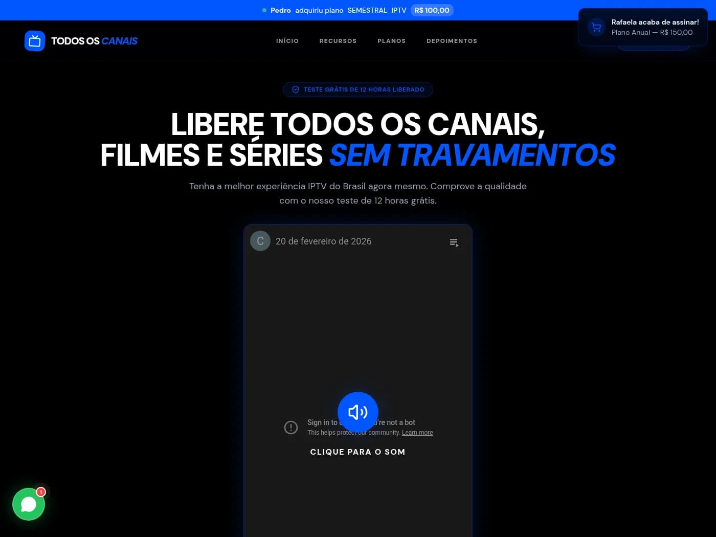 Todos os Canais Landing