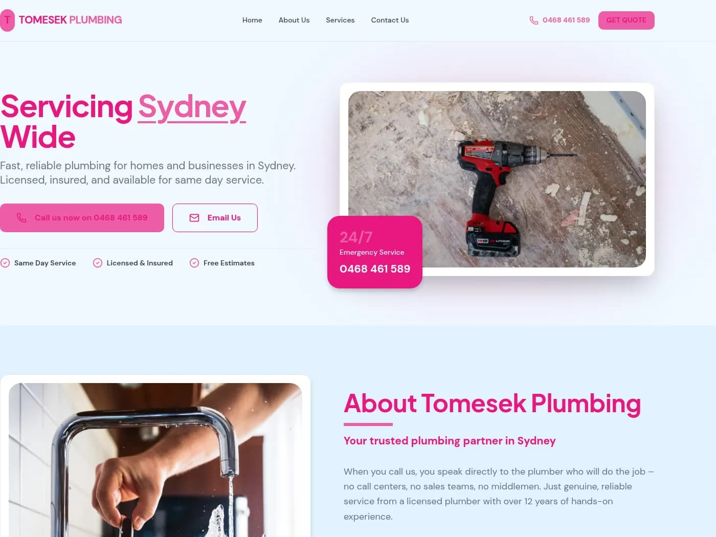 Tomesek Plumbing Website