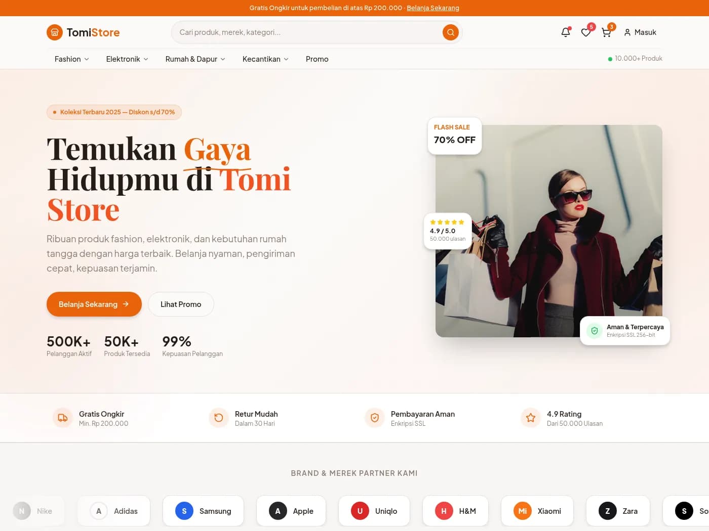 Tomi Store Landing Page