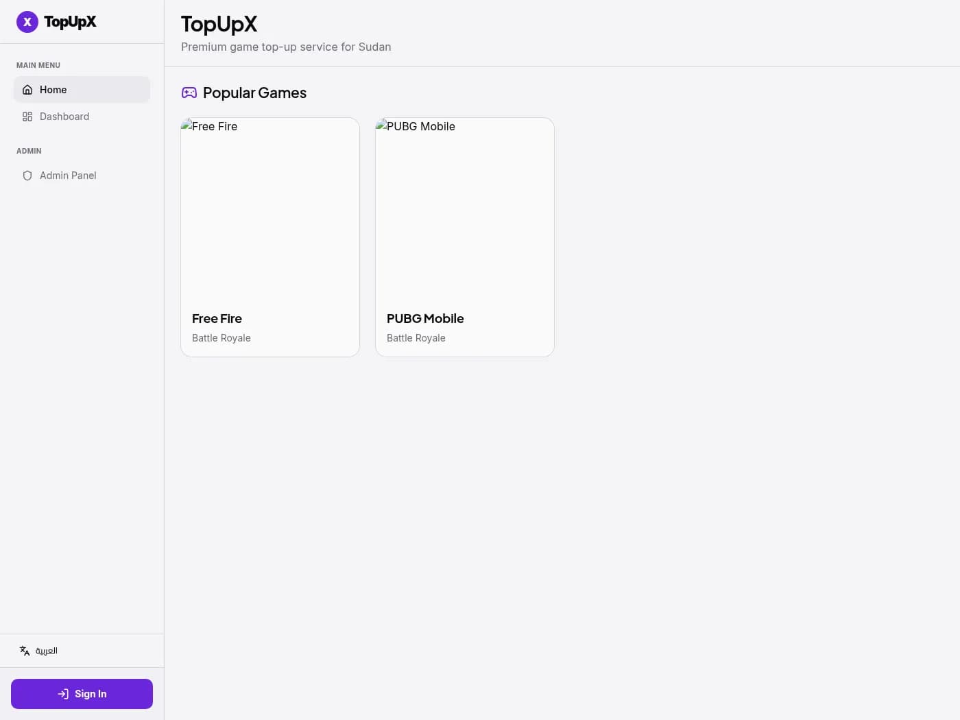 TopUpX Game Platform