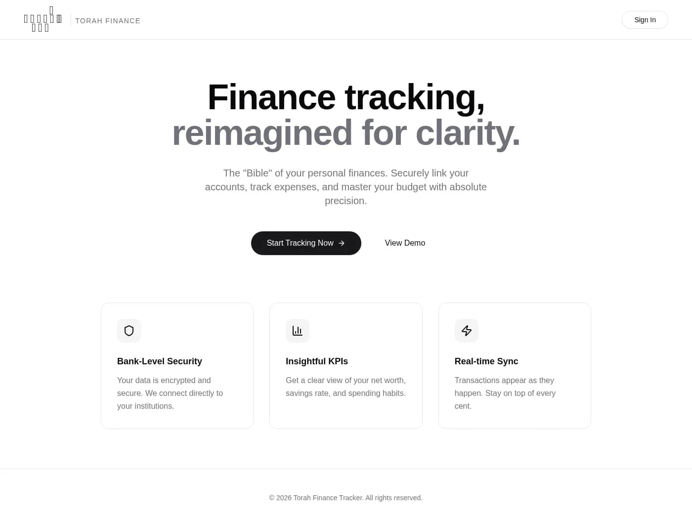 Torah Finance Tracker