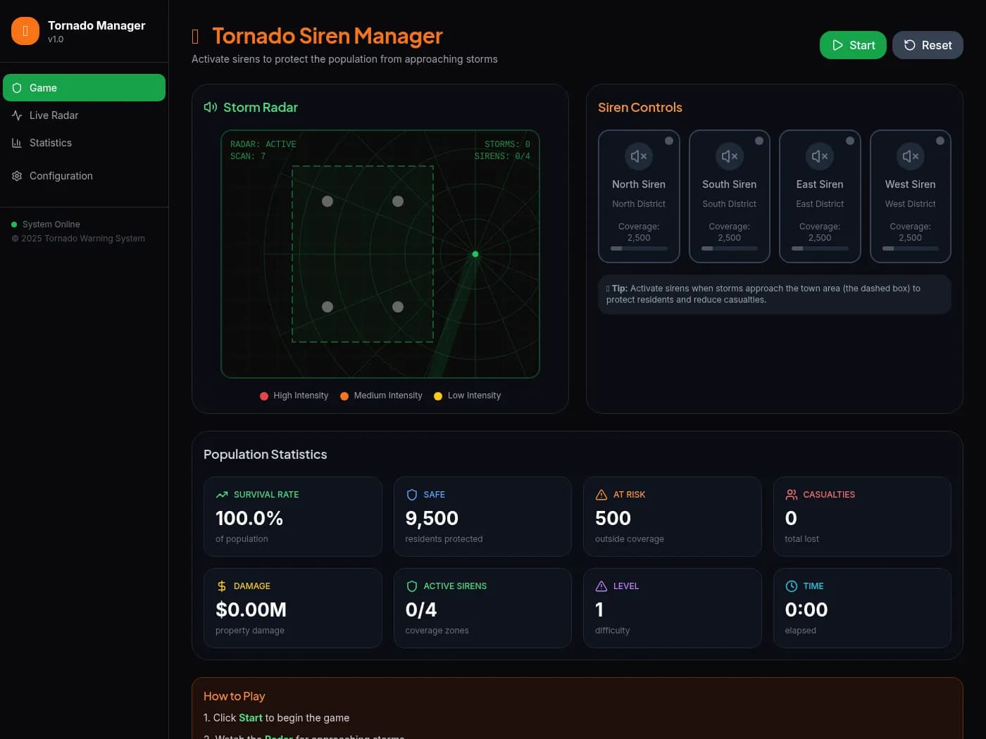Tornado Siren Game