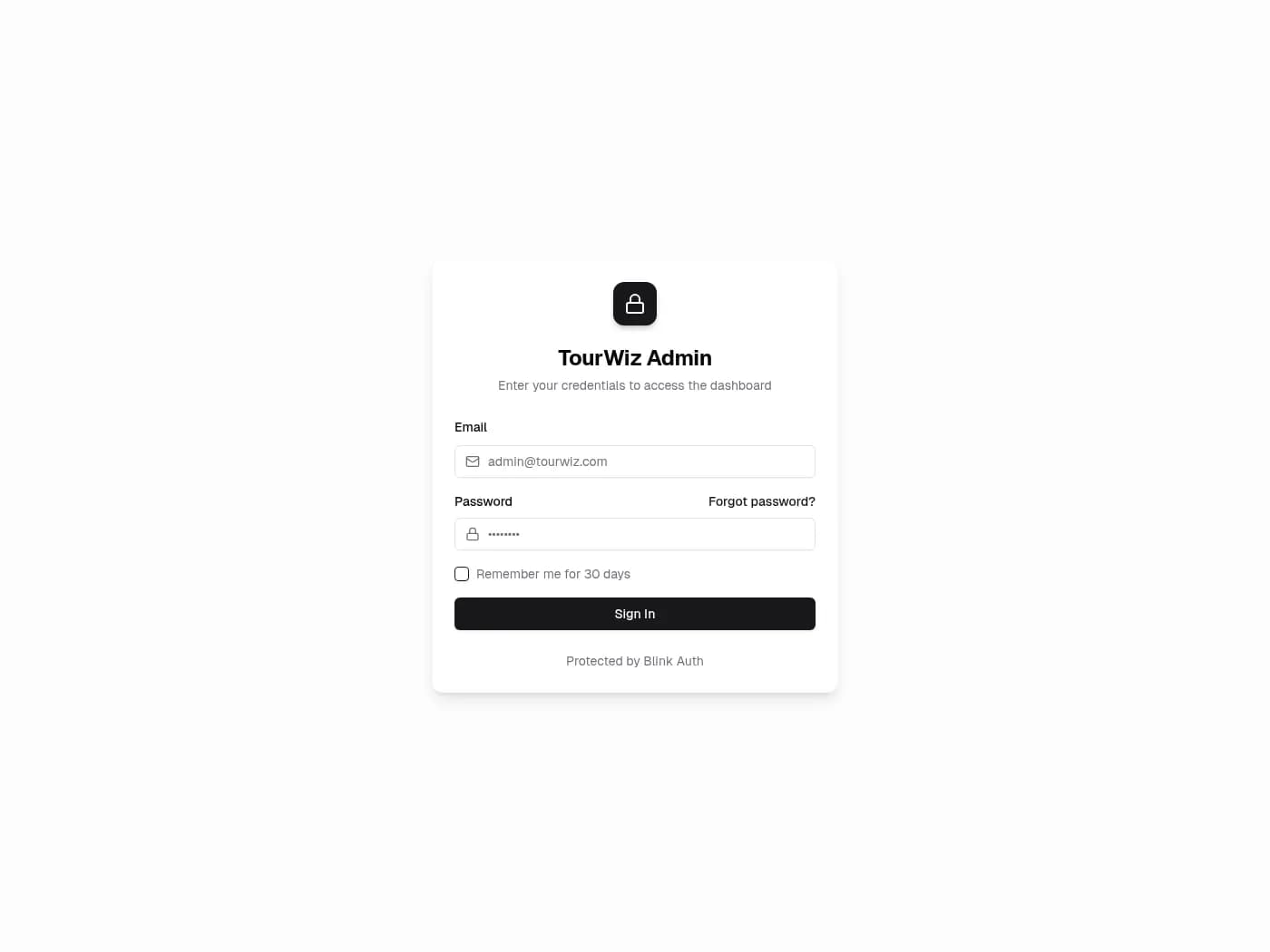 TourWiz Admin Dashboard