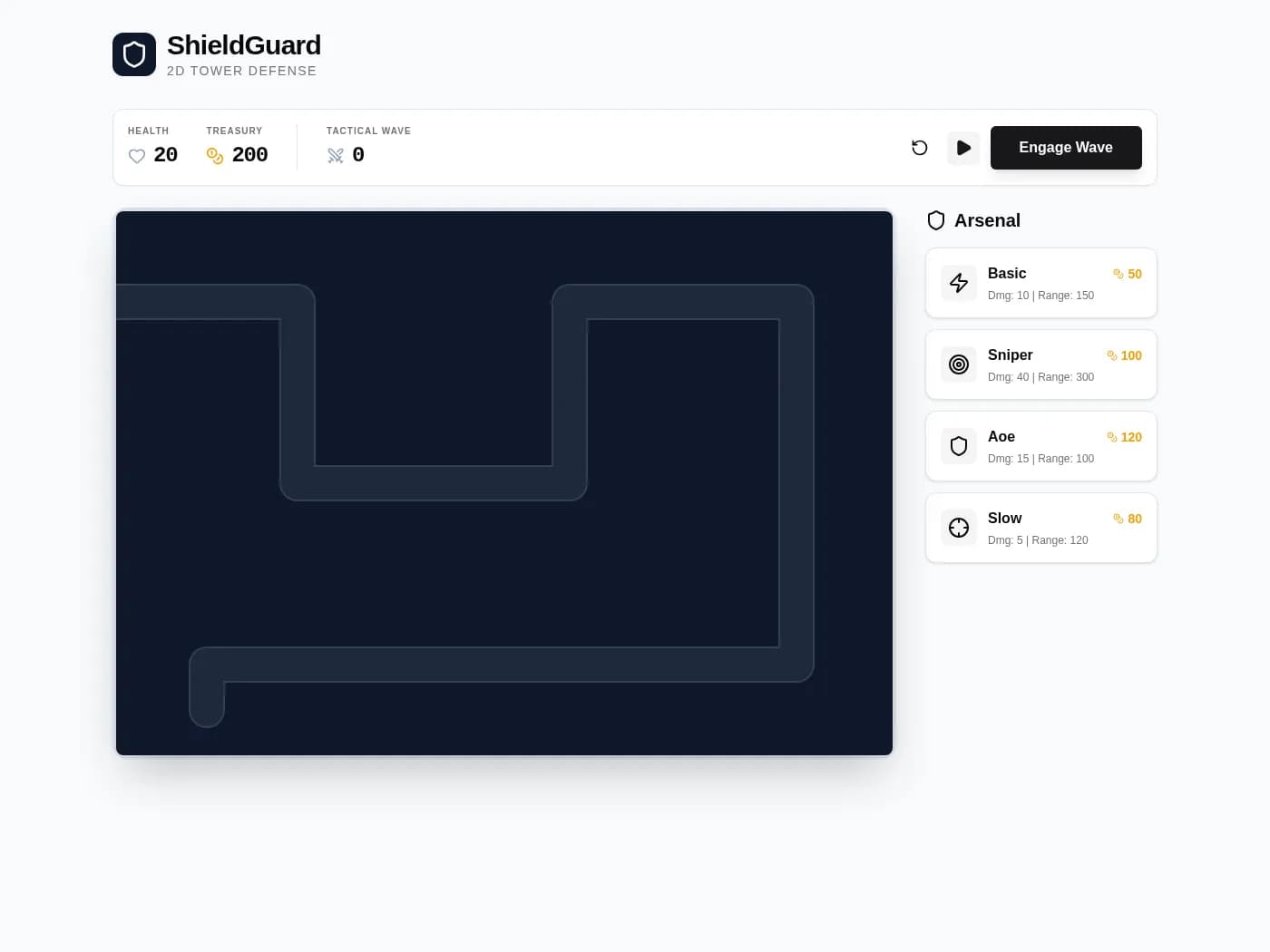 ShieldGuard 2D Tower Defense