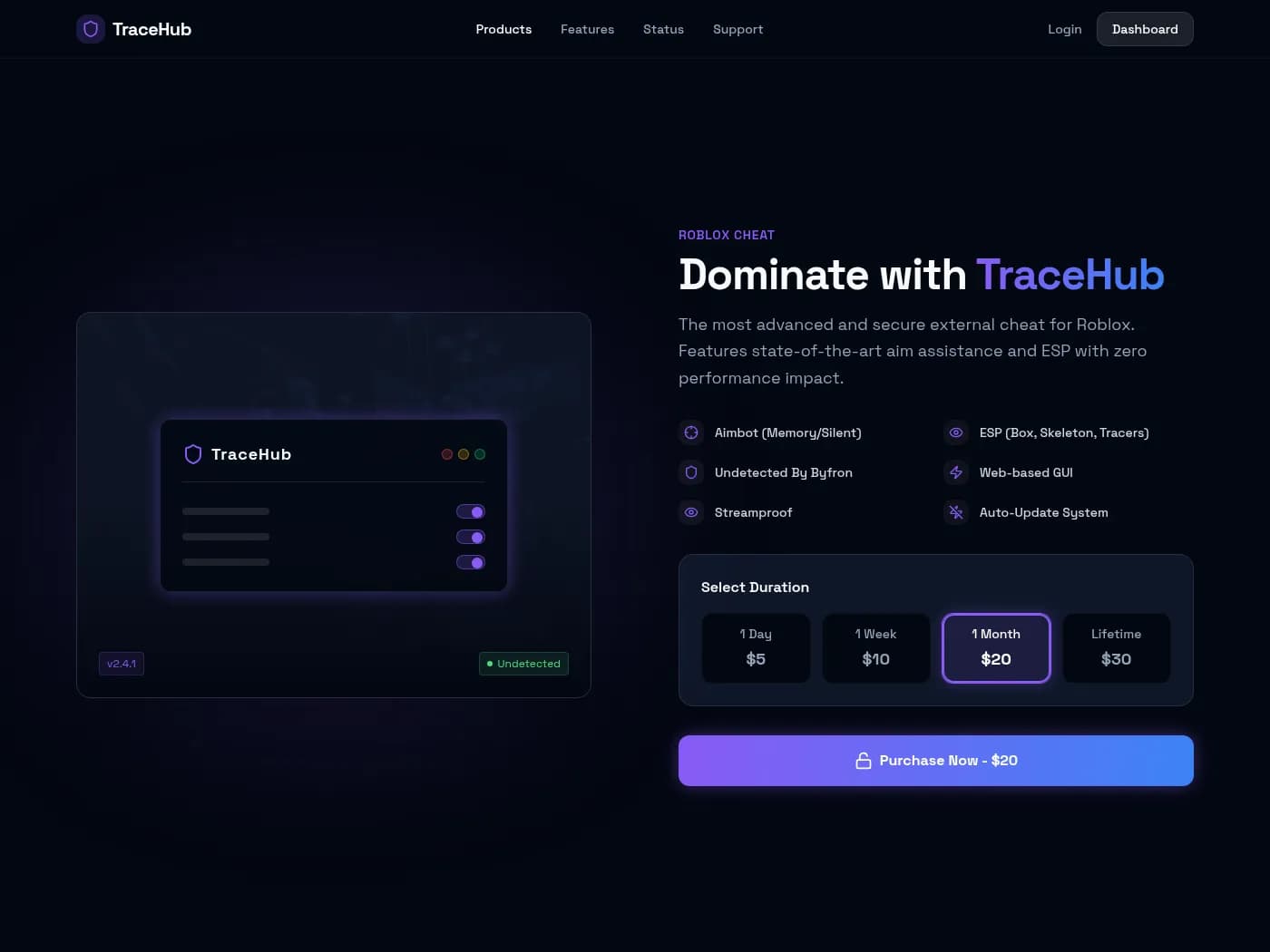 TraceHub Cheat Landing