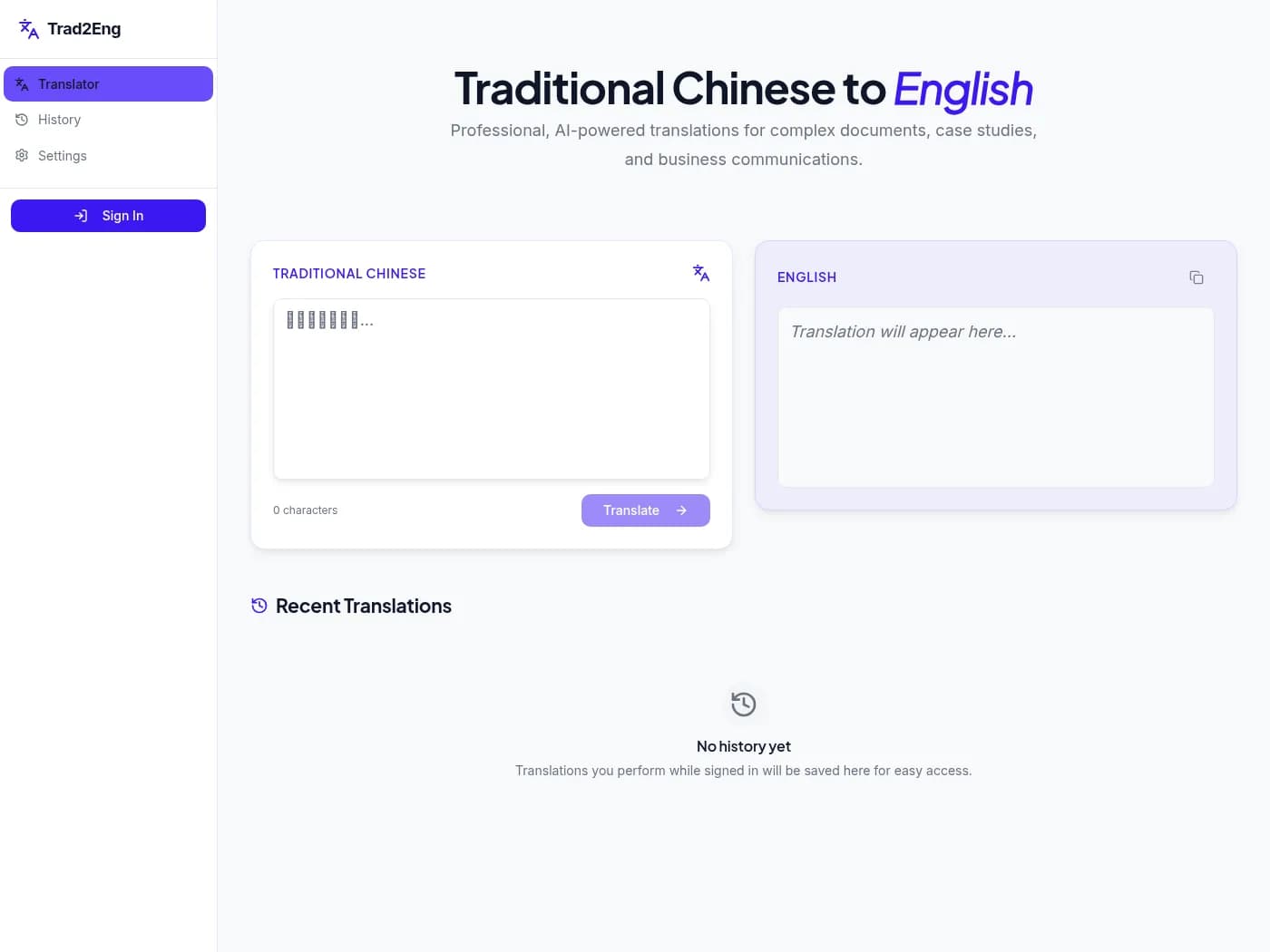 Trad2Eng Translator