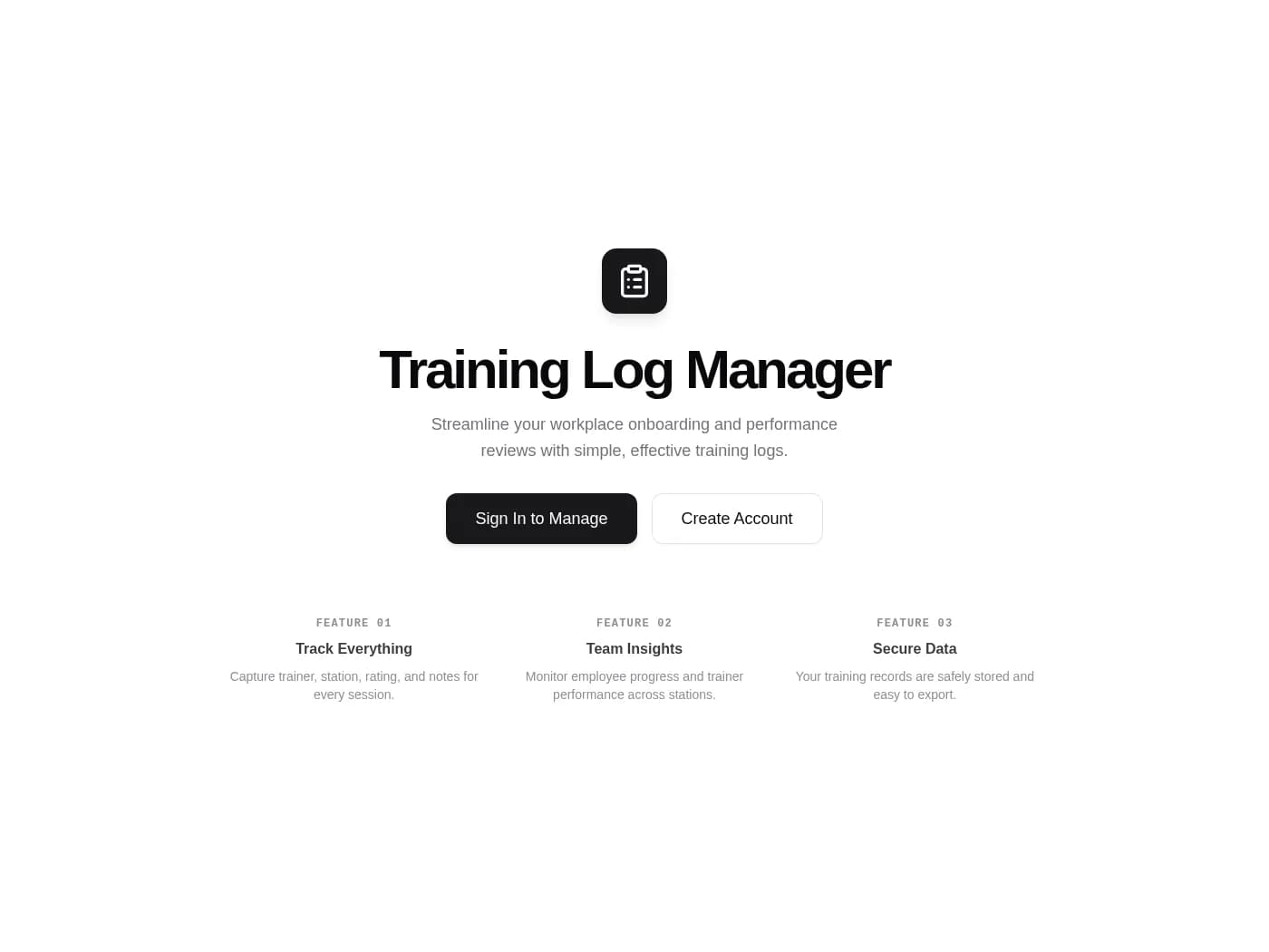 Training Log Manager