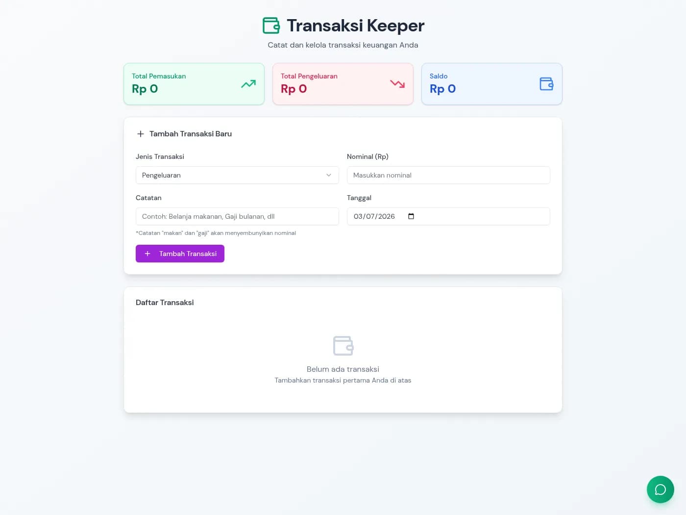 Transaksi Keeper