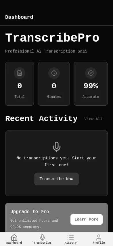 TranscribePro SaaS